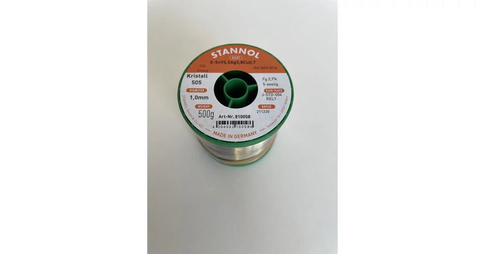 810044 Sârmă de cositor Stannol Sn99,3Cu0,7; 1,5mm;1000g