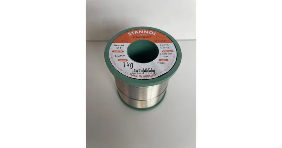 810812 Sârmă de cositor Stannol Sn99,3Cu0,7 1,0mm; 1000g